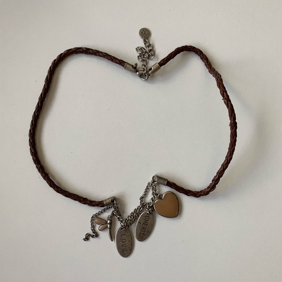 XC | Jewelry | Boho Brown Leather Love Cherish Charm Necklace | Poshmark